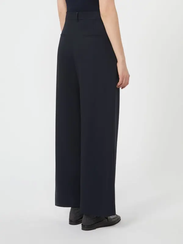 Max Mara Wide Leg Wool Crepe Trousers
