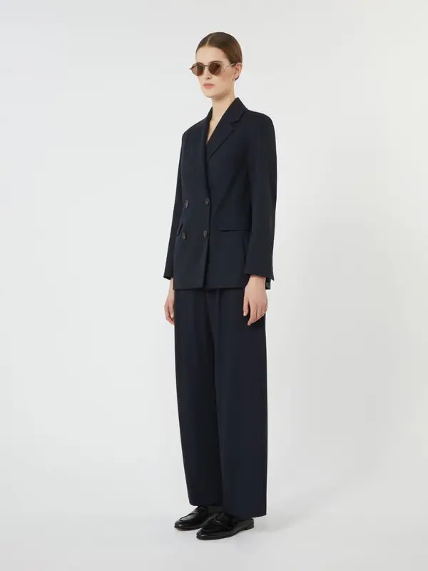 Max Mara Wide Leg Wool Crepe Trousers
