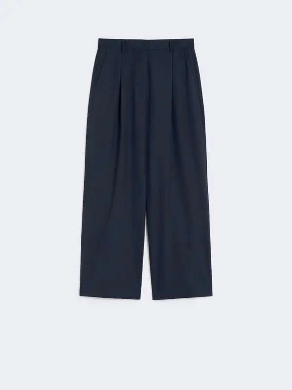 Max Mara Wide Leg Wool Crepe Trousers