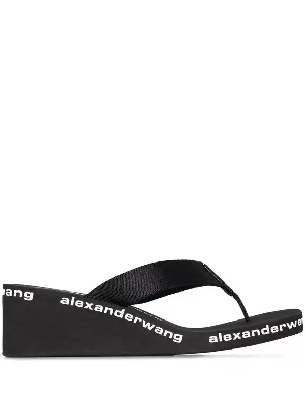 Alexander Wang Logo-print Wedge Flip Flops
