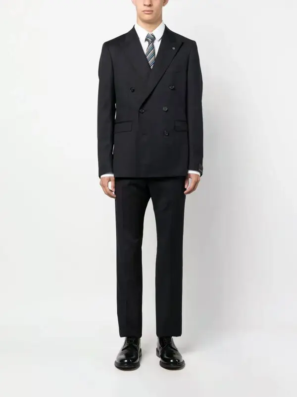 Tagliatore Brooch-detail Double-breasted Suit - Blue