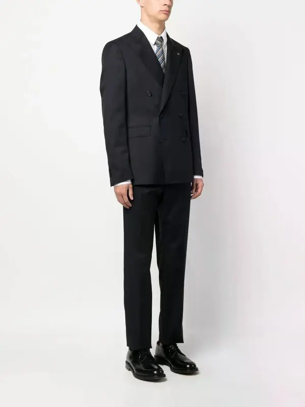 Tagliatore Brooch-detail Double-breasted Suit - Blue