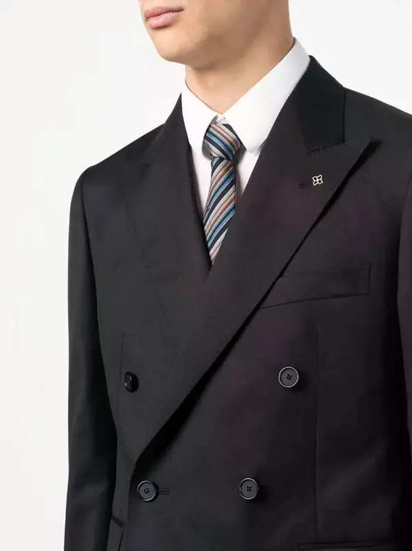 Tagliatore Brooch-detail Double-breasted Suit - Blue