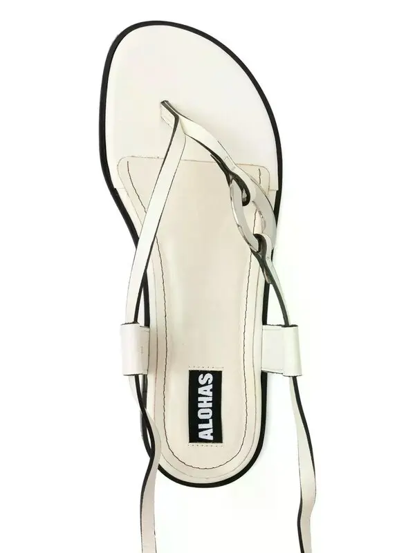 ALOHAS Morosia Leather Ankle-tie Sandals - White