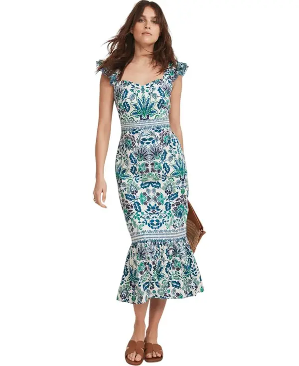 knee length dresses for ladies Blue Floral Print Mini Dress – Mint Velvet main image 1