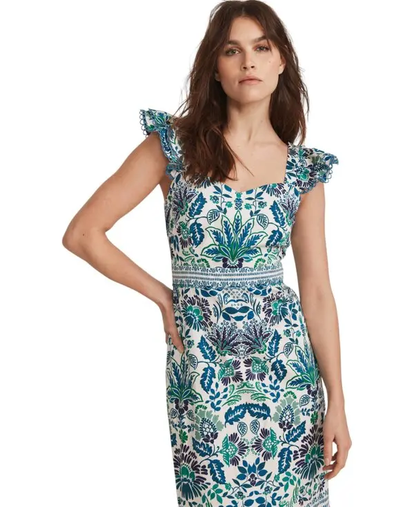 Mint Velvet Floral Printed Midi Dress - Green - 40% Off | Editorialist