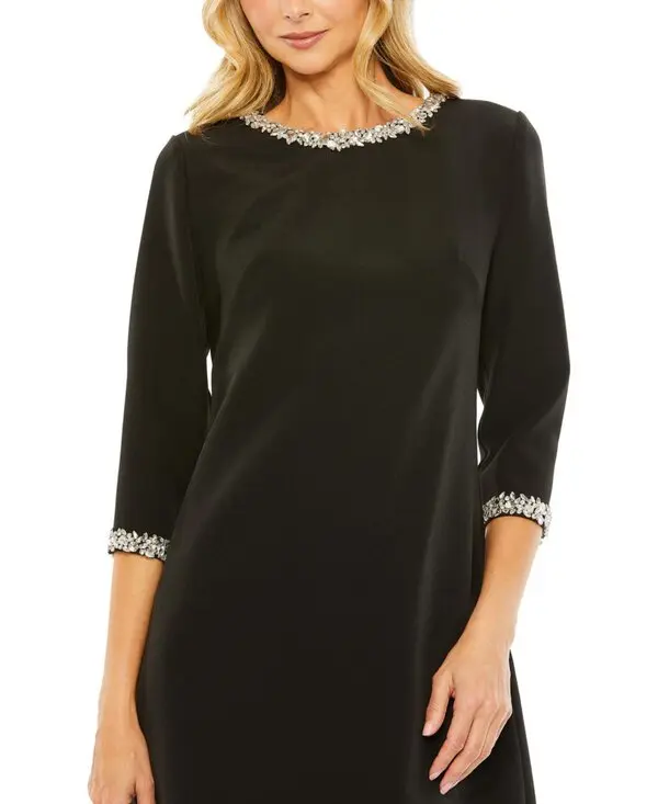 Mac Duggal A-line Embellished Cocktail Dress - Black