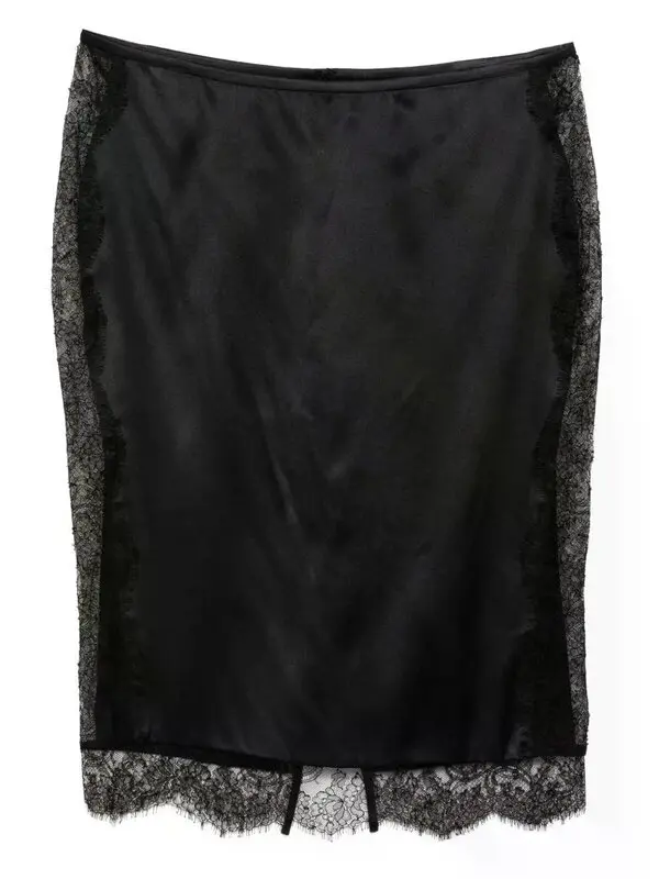 TOM FORD - Lace-Trimmed Satin Midi Skirt
