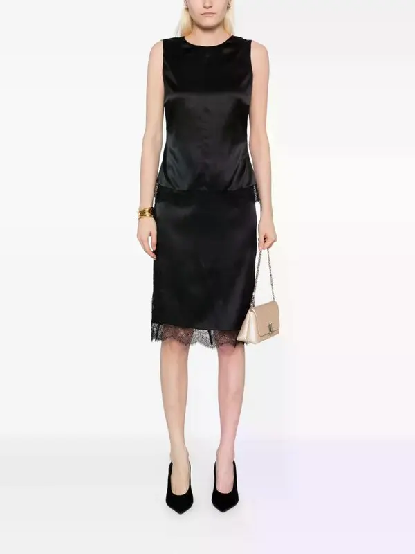 TOM FORD - Lace-Trimmed Satin Midi Skirt