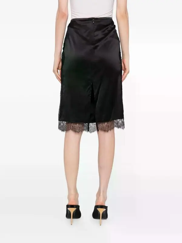 TOM FORD - Lace-Trimmed Satin Midi Skirt