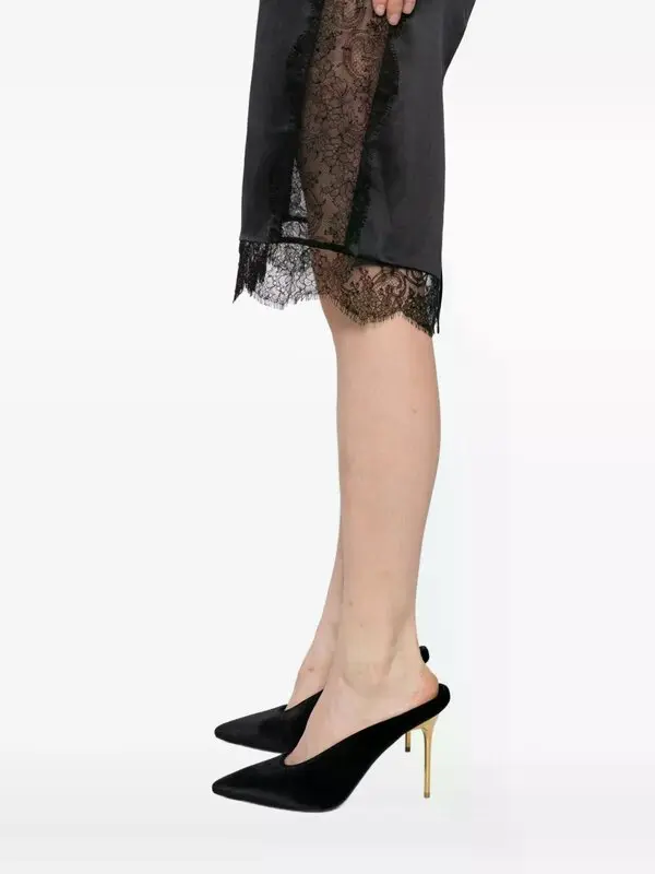 TOM FORD - Lace-Trimmed Satin Midi Skirt
