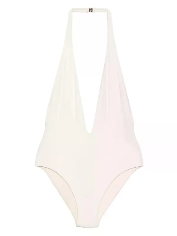 TOM FORD Plunging Halter One-piece Swimsuit - Neutrals