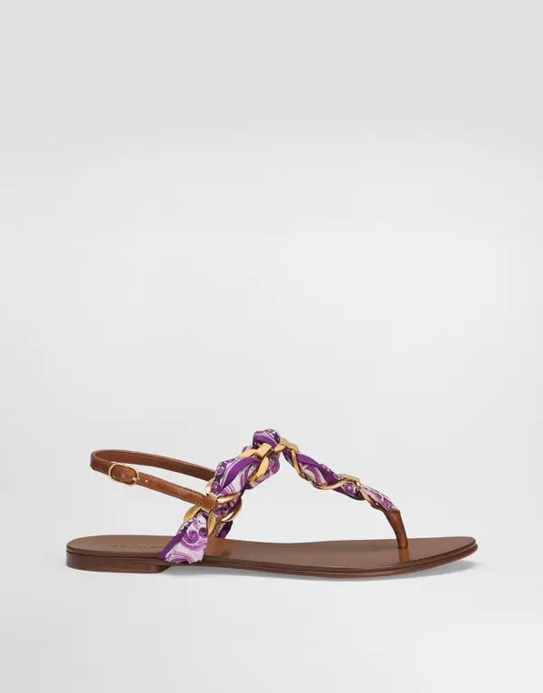 Dolce & Gabbana Majolica-print Twill Flip-flops - Multicolor