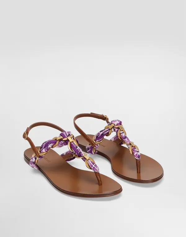 Dolce & Gabbana Majolica-print Twill Flip-flops - Multicolor