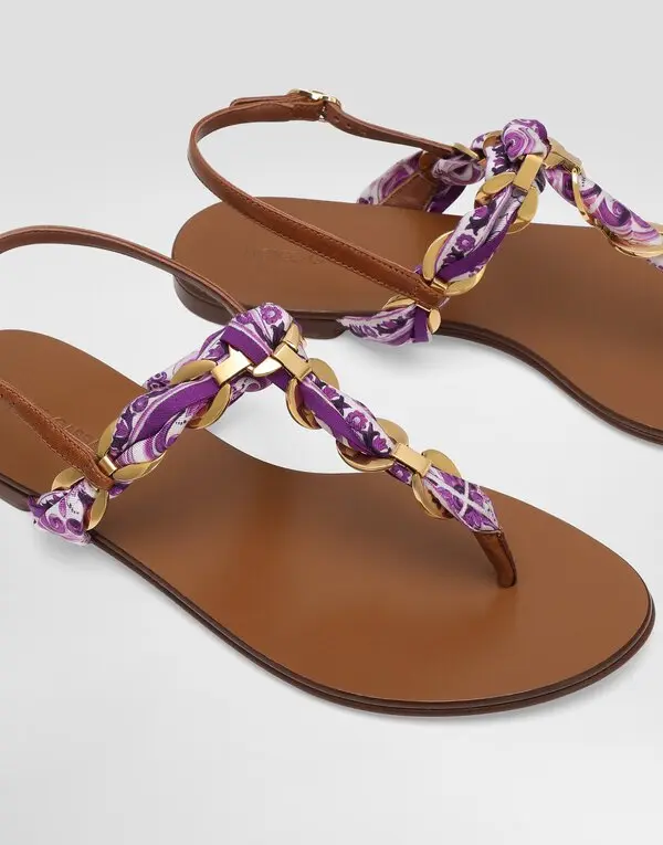 Dolce & Gabbana Majolica-print Twill Flip-flops - Multicolor