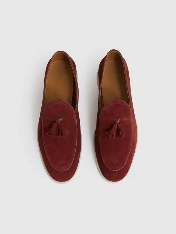Reiss Harrison Suede Tassel Loafers - Maroon Red - 41% Off  display picture 3