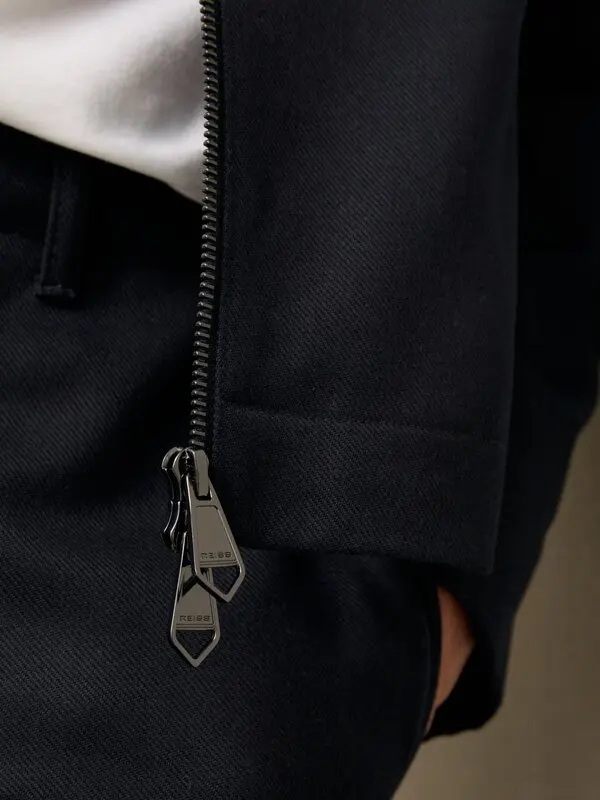 REISS Lyocell-cotton Twill Zip-through Jacket - Navy