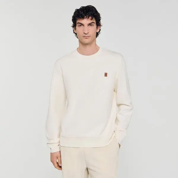 Sandro Oversized Sweatshirt With Leather Patch
