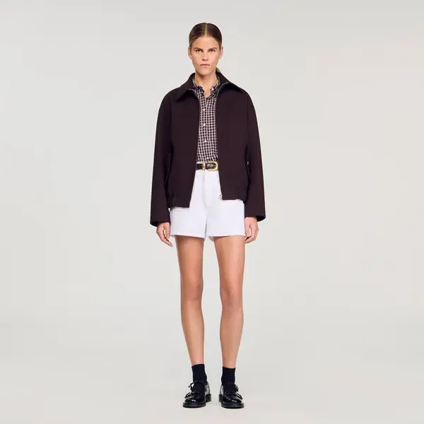 Sandro Oversized Jacket With Long Sleeves And Zip Fastening