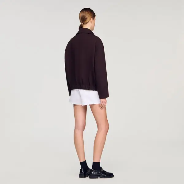 Sandro Oversized Jacket With Long Sleeves And Zip Fastening