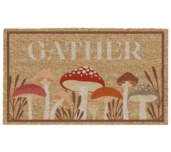DESIGN IMPORTS Mushrooms Gather Doormat - One-color