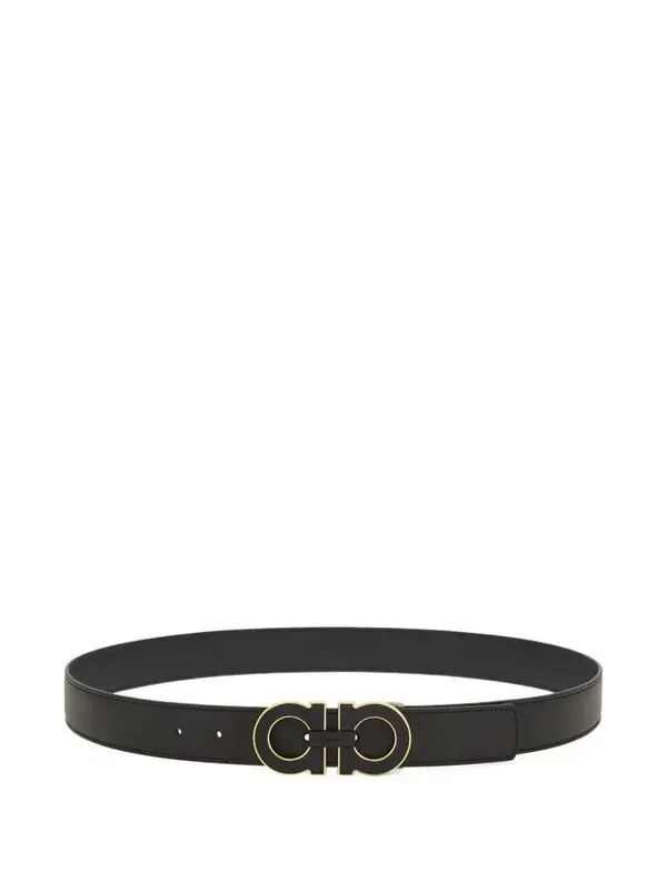 FERRAGAMO Reversible Double Gancini Belt - Black