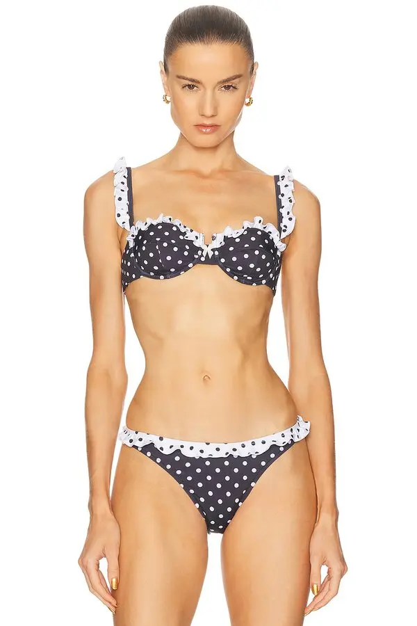 BANANHOT Angela Bikini Top - Black Polka