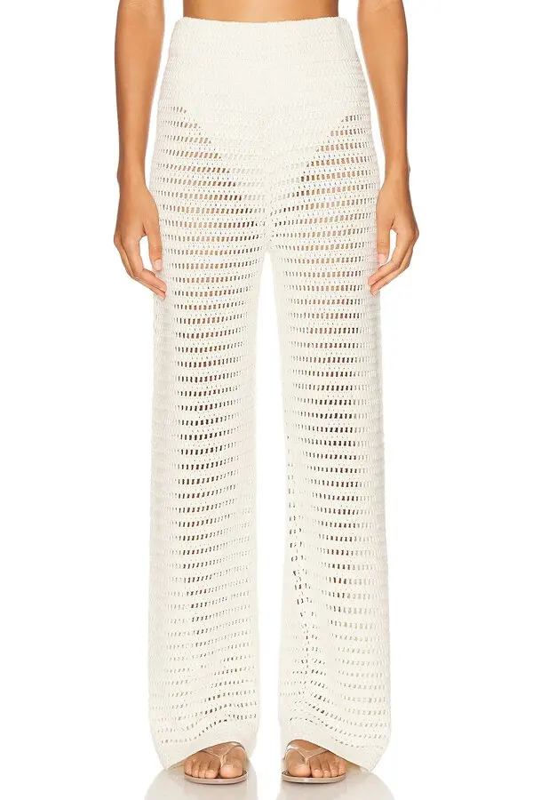 LESET Lucy Crochet Knit Pants - Creme