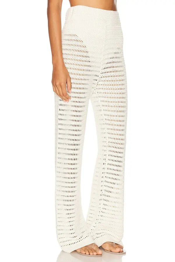 LESET Lucy Crochet Knit Pants - Creme