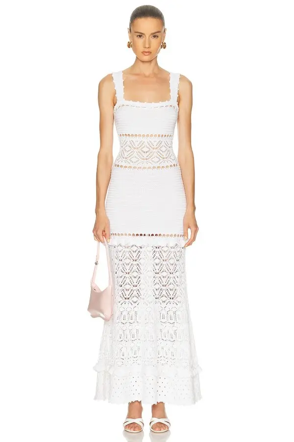 Retrofete Winona Crochet Dress - Metallic White