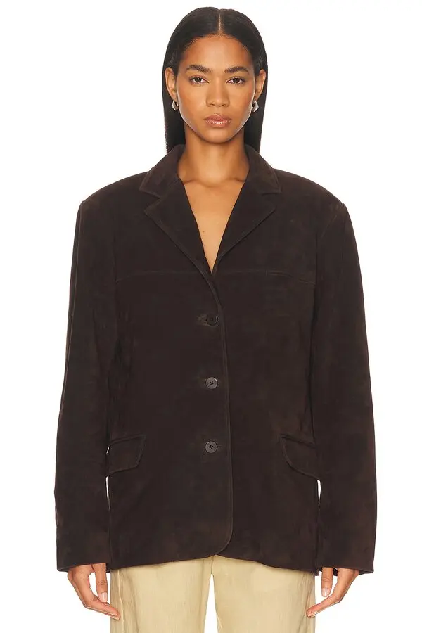 Staud Corrine Leather Jacket - Espresso