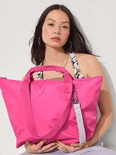 Pink Nylon Tote Bag - Pink