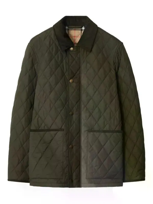 Burberry Quilted Corduroy-collar Jacket - Green