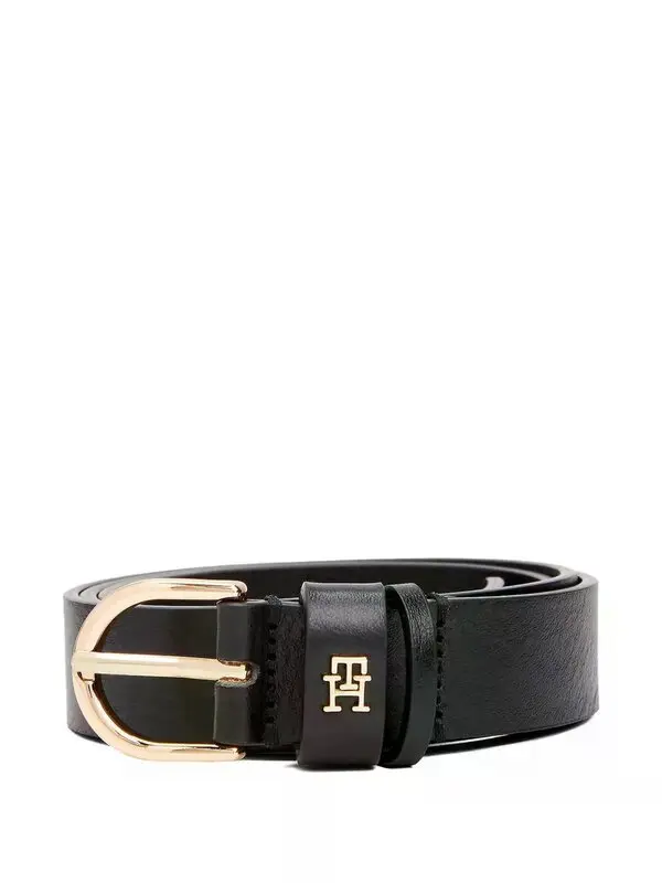 Tommy Hilfiger Logo-plaque Leather Belt - Black
