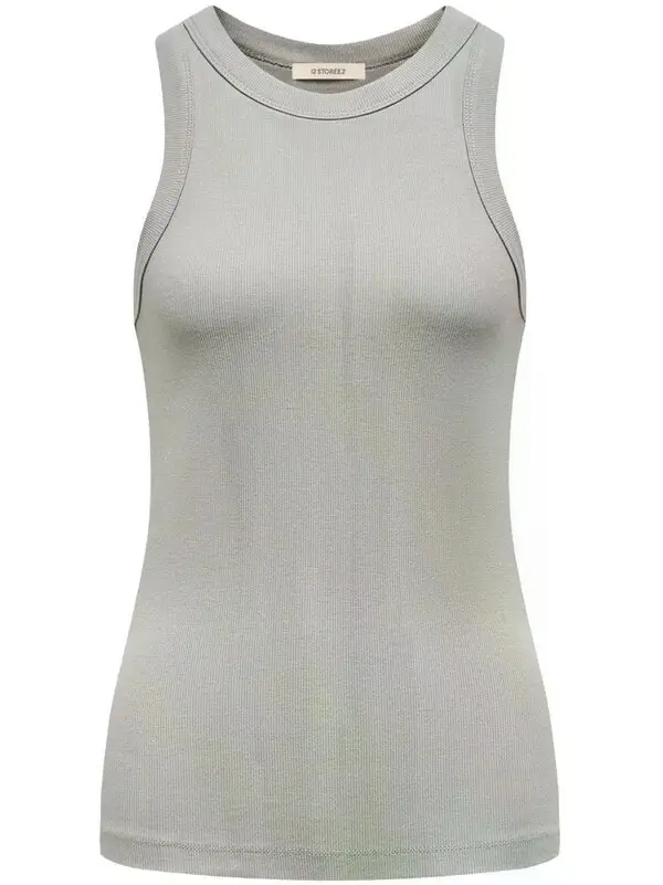 12 STOREEZ Ribbed Cotton Tank Top - Grey