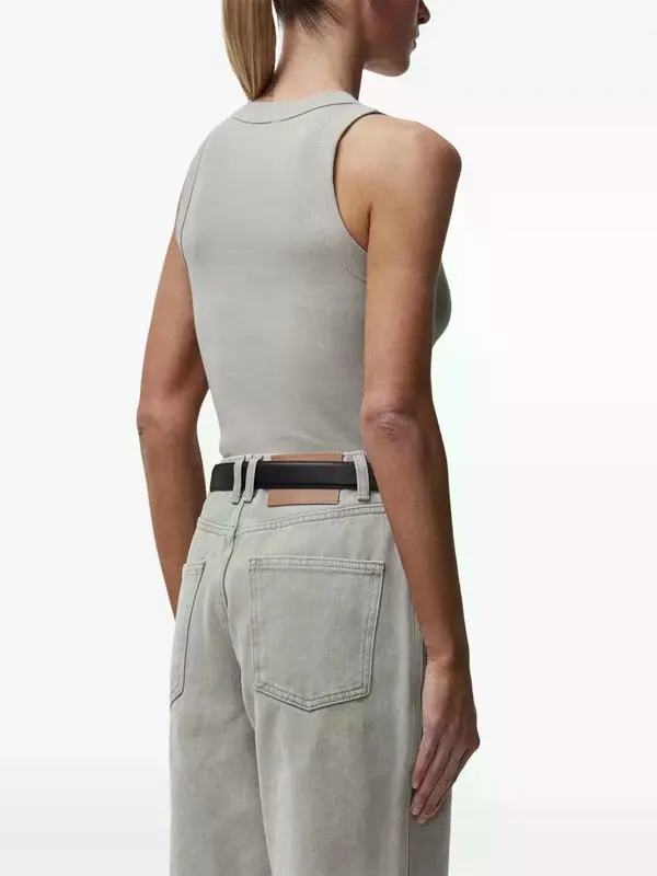 12 STOREEZ Ribbed Cotton Tank Top - Grey