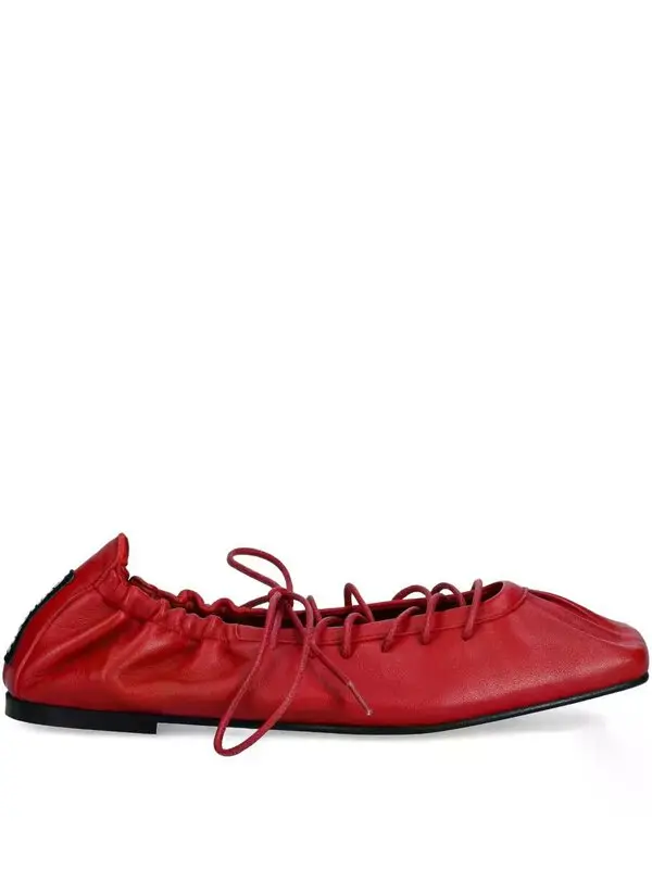 ALOHAS Aureline Lace-up Square-toe Flats - Red