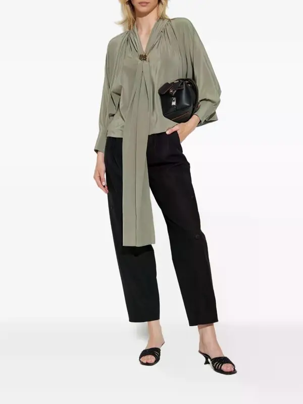 Max Mara Pleated Tie-neck Blouse - Brown