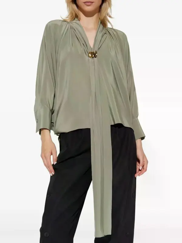 Max Mara Pleated Tie-neck Blouse - Brown
