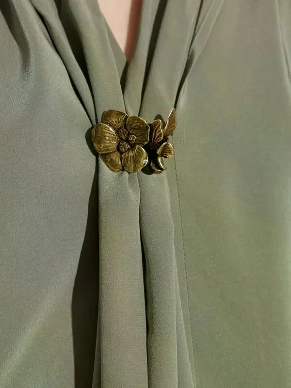 Max Mara Pleated Tie-neck Blouse - Brown