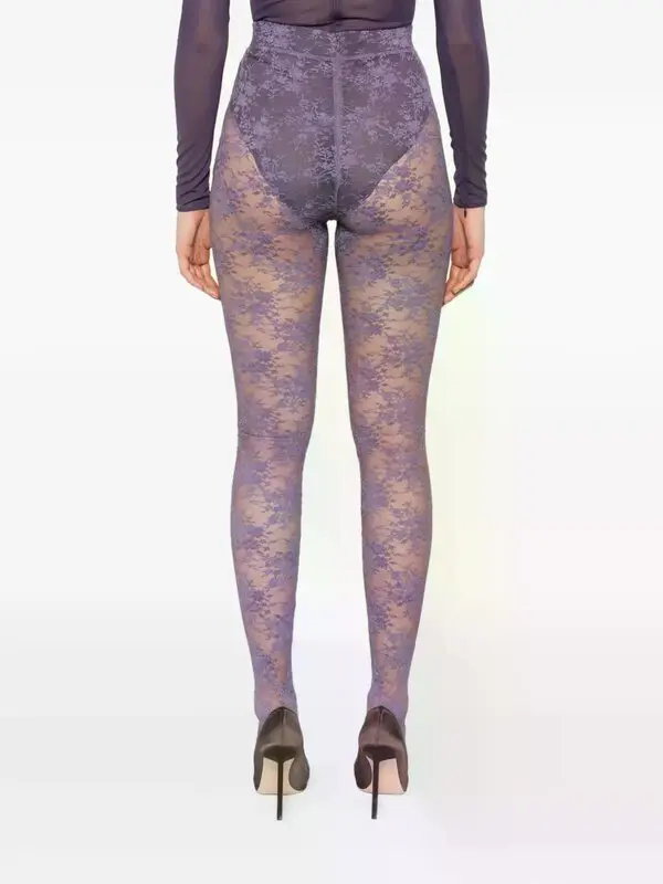 Alex Perry Floral Lace Tights - Purple