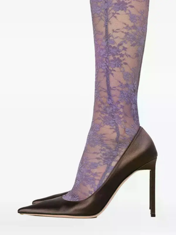 Alex Perry Floral Lace Tights - Purple