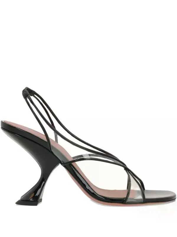Amina Muaddi Lena 90mm Patent-leather Slingback Sandals - Black