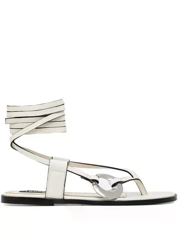 ALOHAS Morosia Leather Ankle-tie Sandals - White