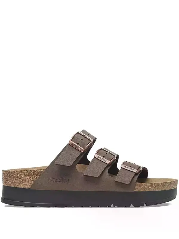 BIRKENSTOCK Florida Triple-buckle Platform Slides - Brown