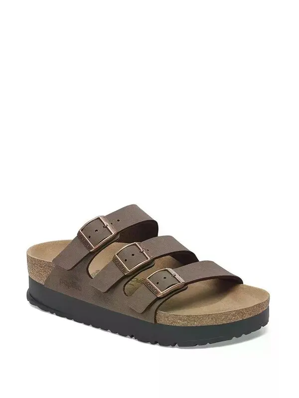 BIRKENSTOCK Florida Triple-buckle Platform Slides - Brown