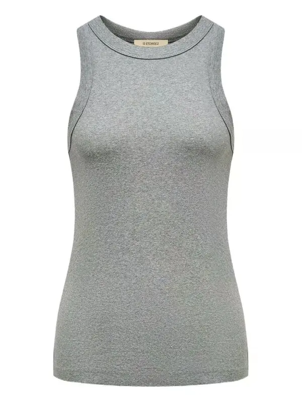 12 STOREEZ High-neck Sleeveless Ribbed Top