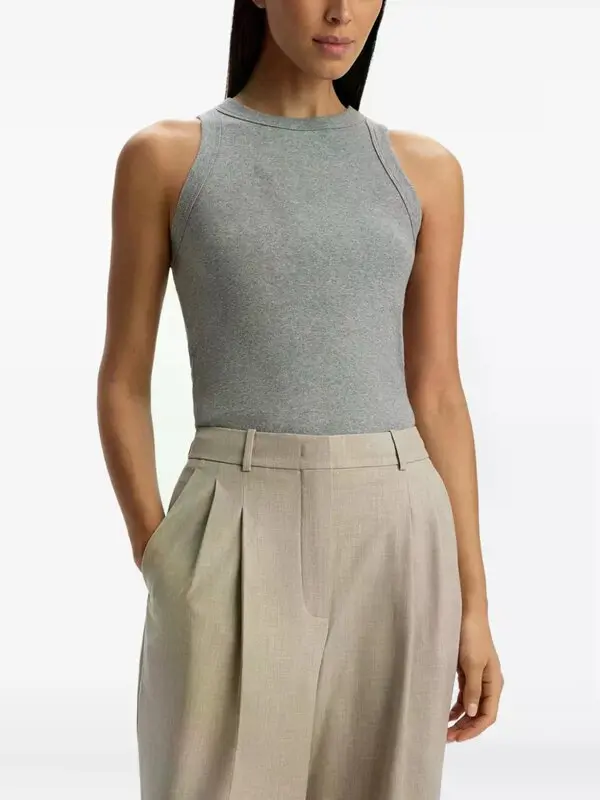 12 STOREEZ High-neck Sleeveless Ribbed Top