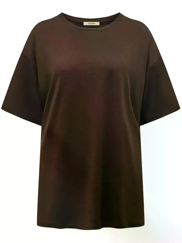 12 STOREEZ Round-neck Silk T-shirt - Brown