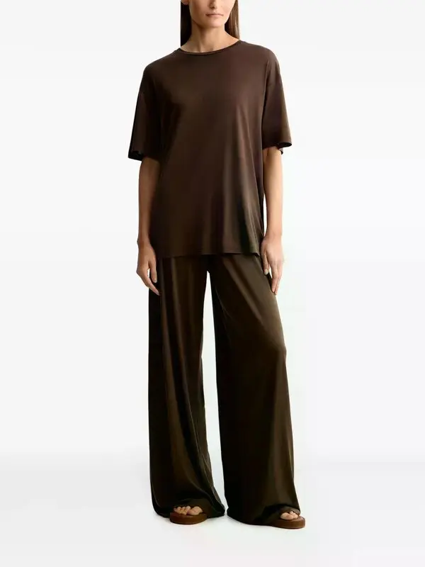 12 STOREEZ Round-neck Silk T-shirt - Brown